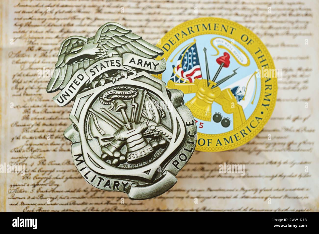 KYIV, UKRAINE - MARCH 9, 2024 US Army Military Police badge and ...