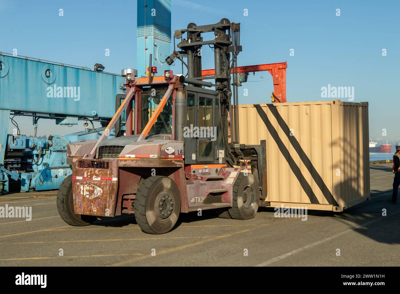 Crates of equipment owned by the 593rd Expeditionary Sustainment ...