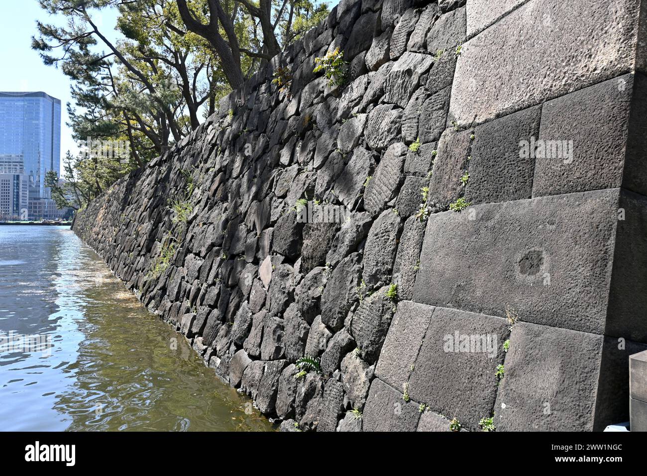 Stone moat wall near the Tokyo Imperial Palace in spring – Chiyoda ...