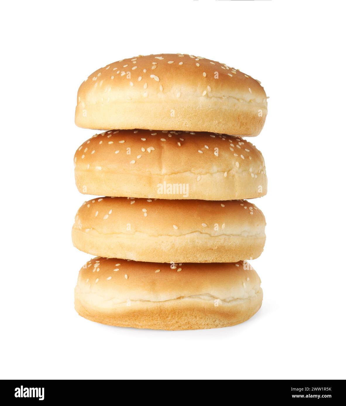 Stack of fresh hamburger buns isolated on white Stock Photo - Alamy