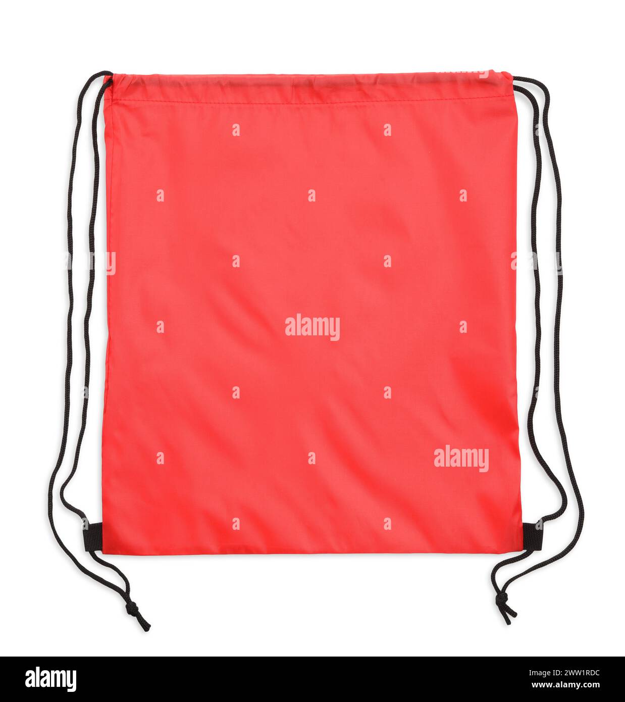 One red drawstring bag isolated on white Stock Photo - Alamy
