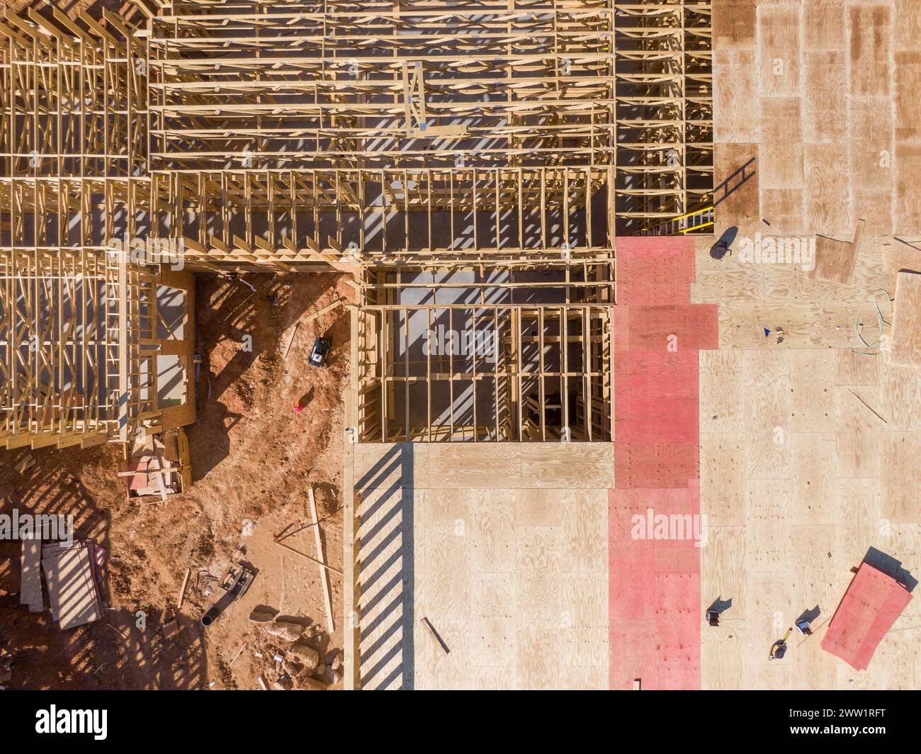 Aerial view construction wood framing hi-res stock photography and images - Alamy