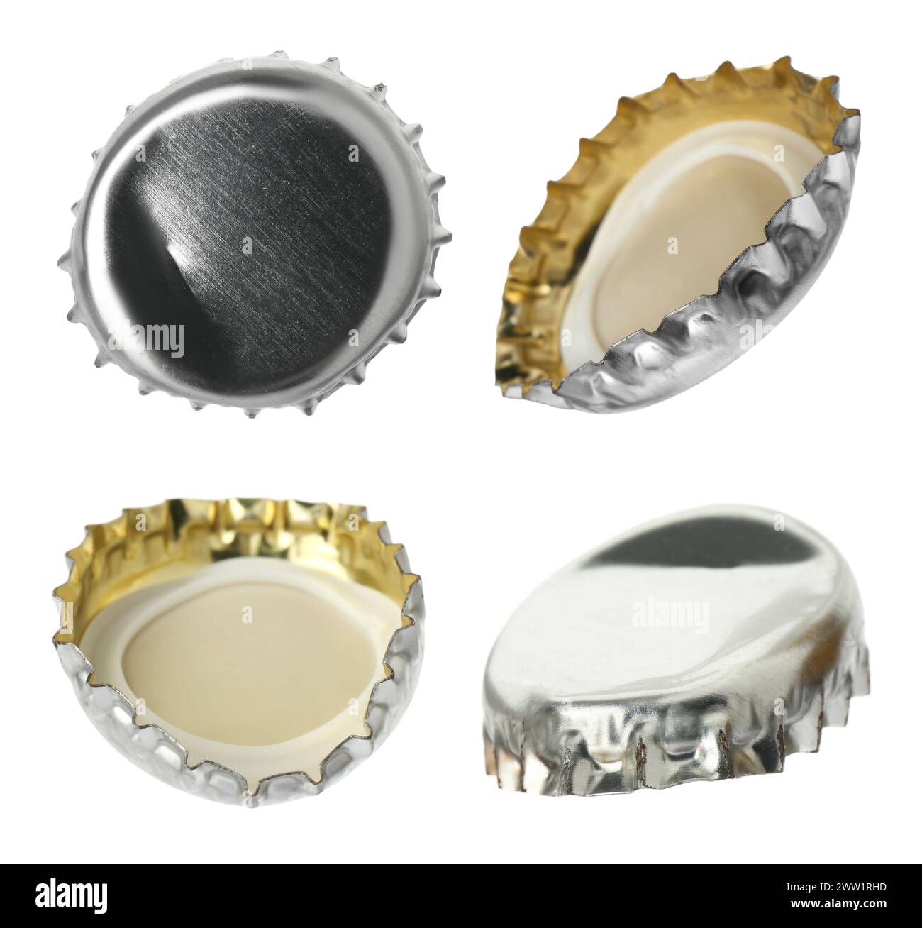 Beer bottle caps isolated on white, set Stock Photo - Alamy