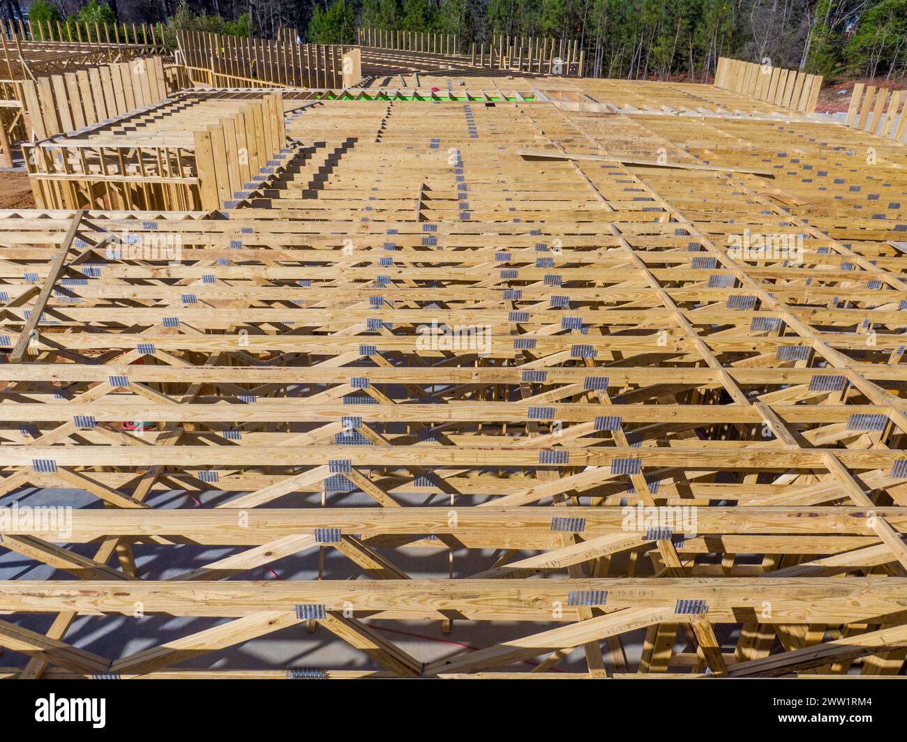Aerial view construction wood framing hi-res stock photography and images - Alamy