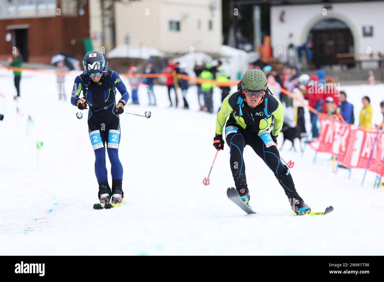 Nagano, Japan. 17th Mar, 2024. (L-R) Kenta Endo, Ari Hirabayashi Ski ...