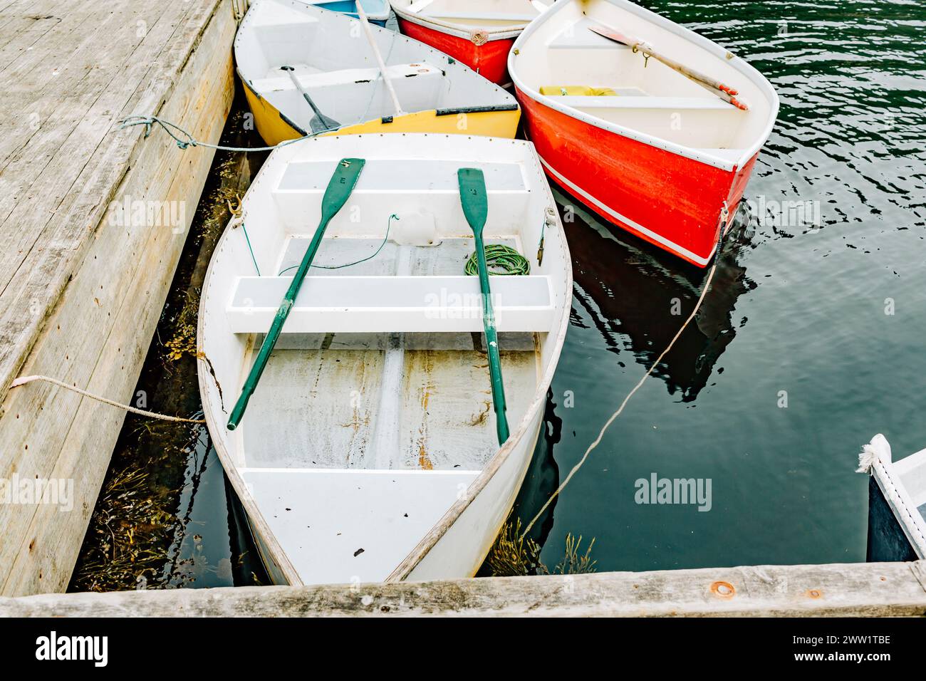 Maine Harbor row boats Stock Photo - Alamy