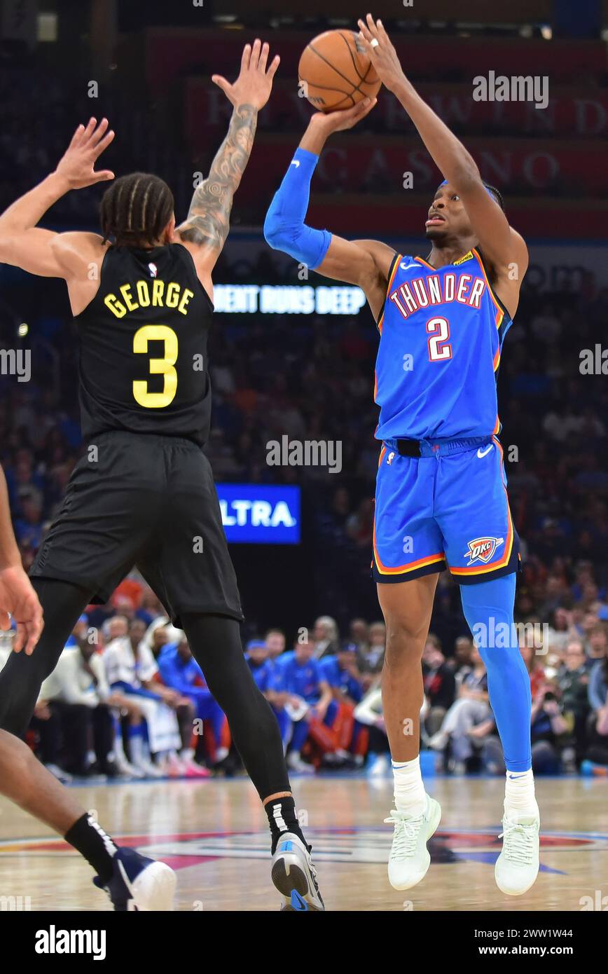 Oklahoma City Thunder guard Shai Gilgeous-Alexander (2) shoots against ...