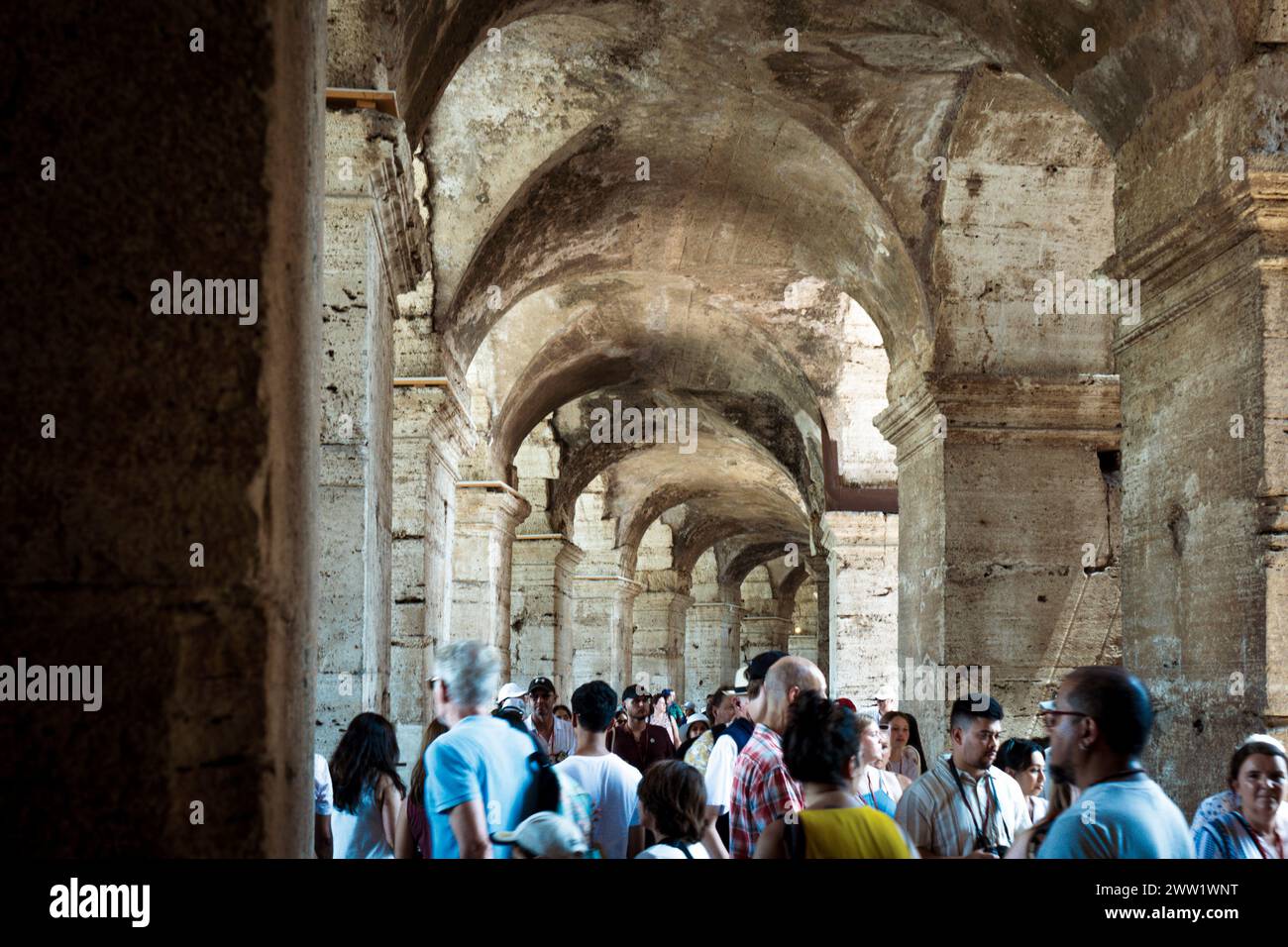 Rome, Italy - August 14 2023: Ruins of the gated arch of the passage at ...