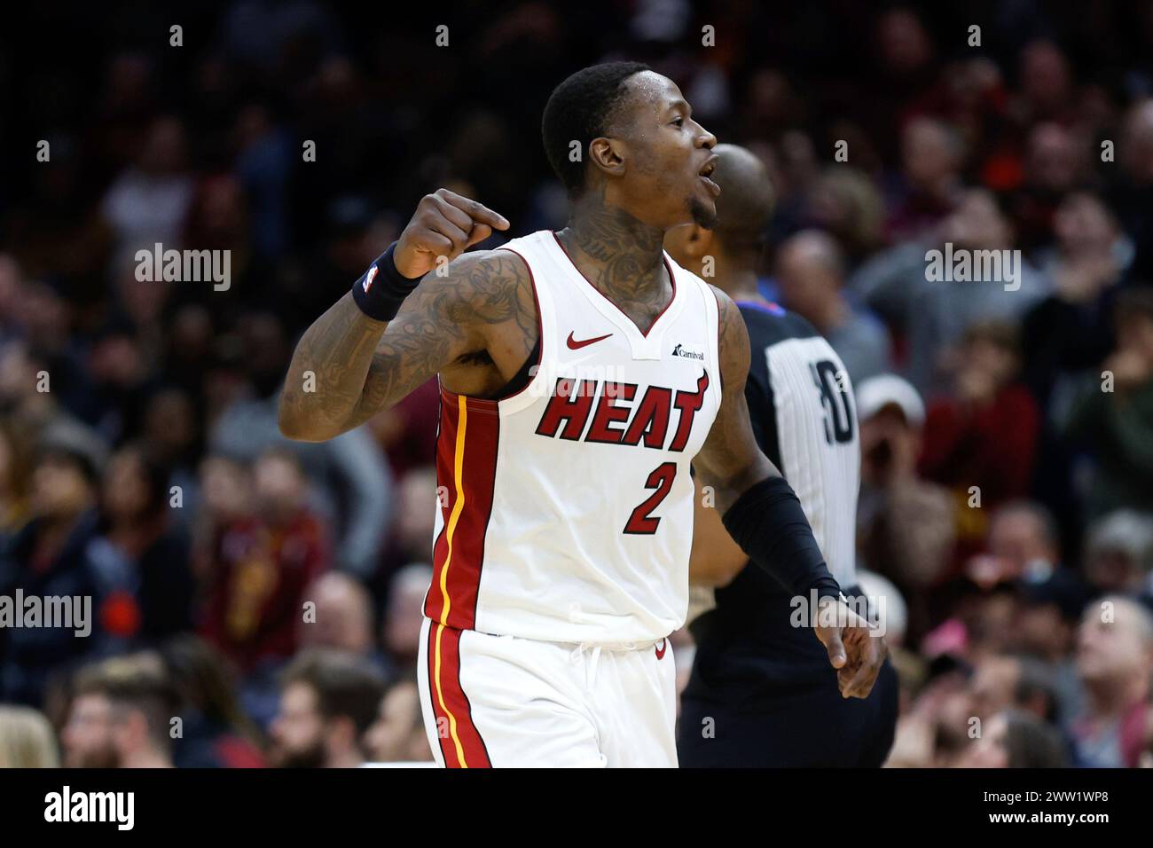 Miami Heat guard Terry Rozier celebrates after making a three point ...