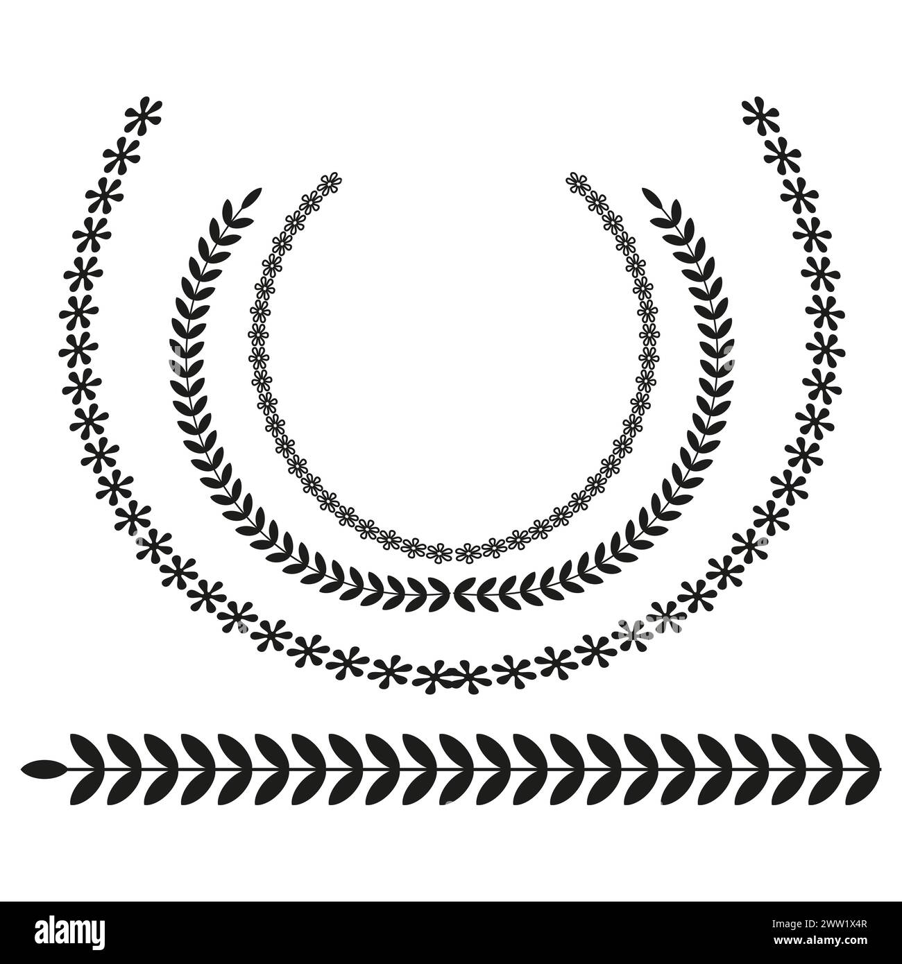Black laurel wreath vector set for ceremonial designs. Vector illustration. EPS 10 Stock Vector ...