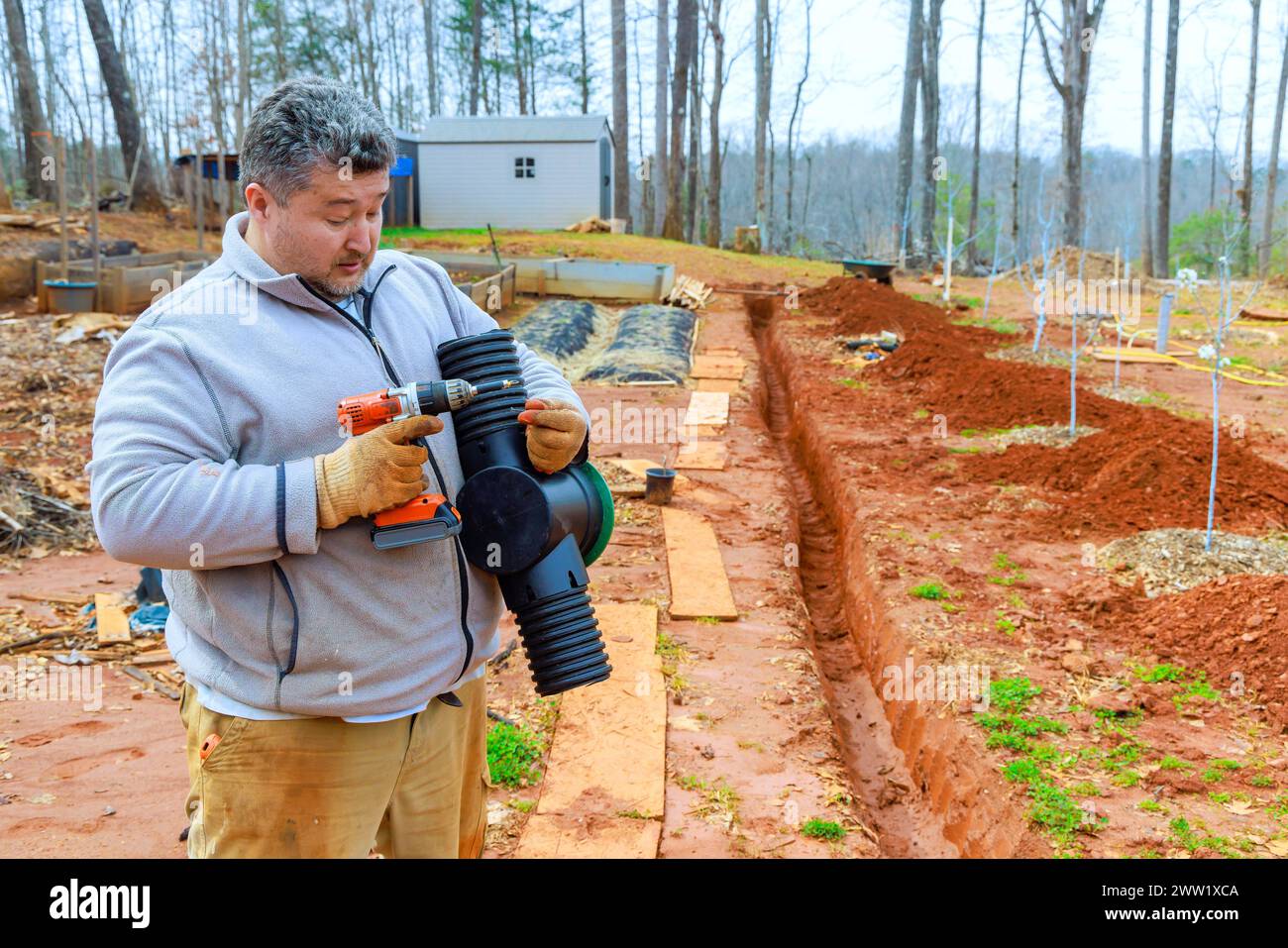 Developing drainage system for outflow of rainwater stormwater Stock ...