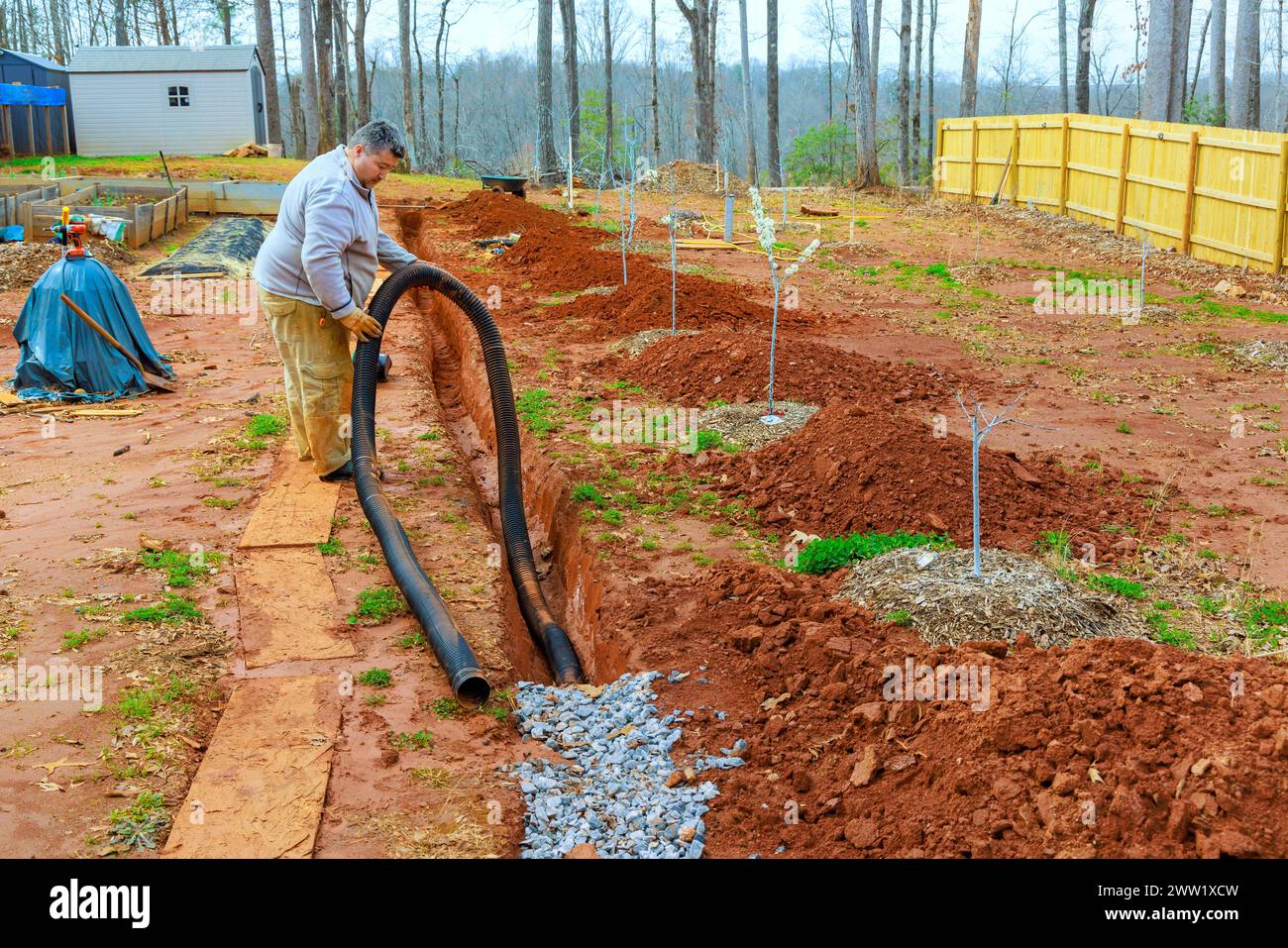 Construction of drainage system for outflow of rainwater stormwater ...