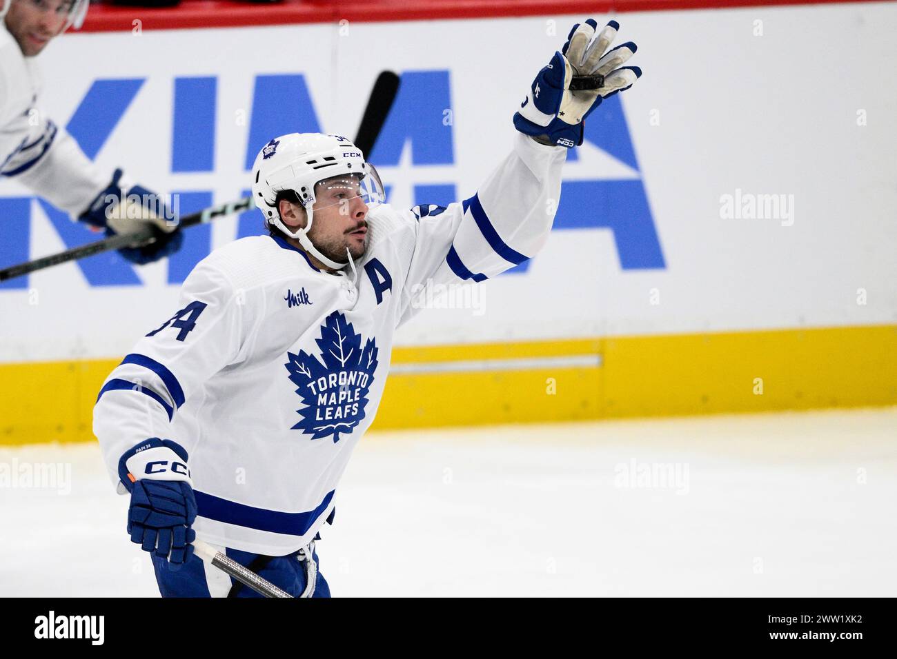 Toronto Maple Leafs center Auston Matthews (34) grabs the puck during ...