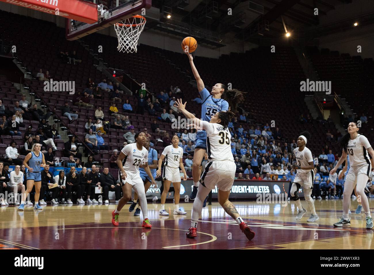 Blacksburg, VA, USA. 20th Mar, 2024. Columbia Lions guard Abbey Hsu (35 ...