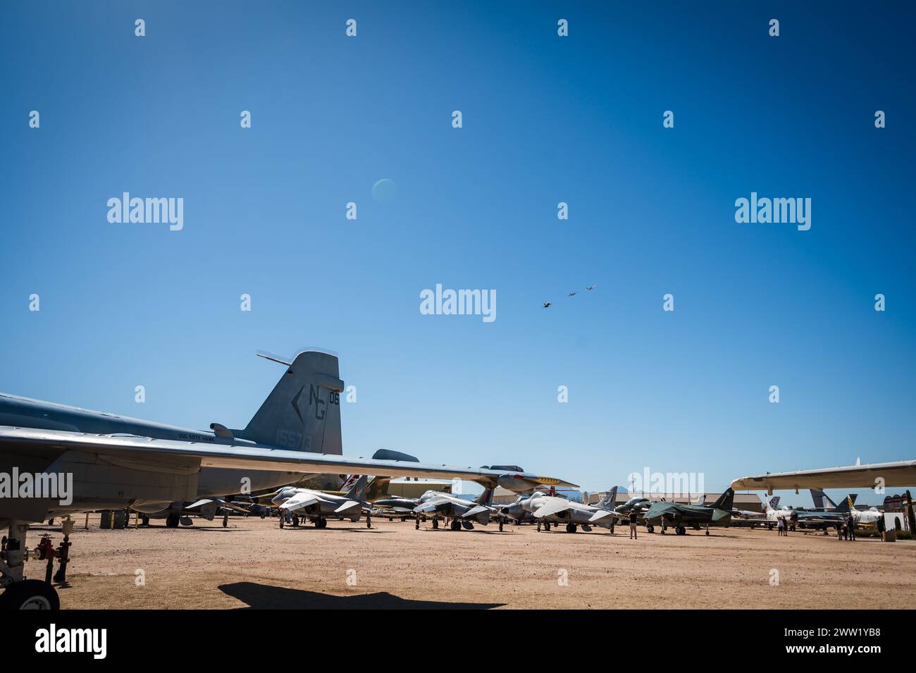 Fighter planes fly over the Pima Air and Space Museum. Tucson Arizona ...