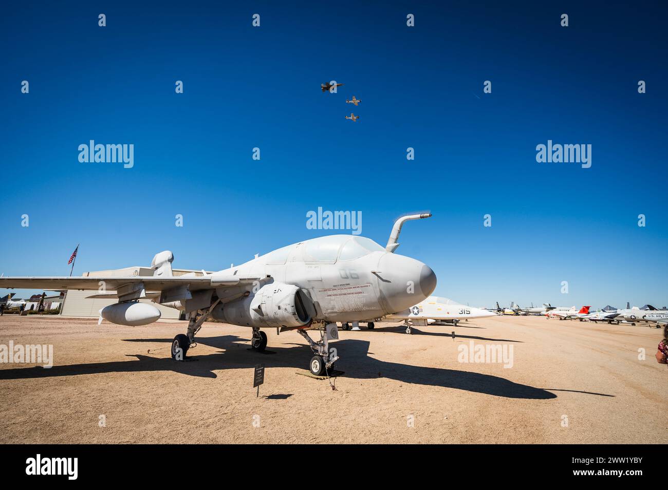 Fighter planes fly over the Pima Air and Space Museum. Tucson Arizona ...
