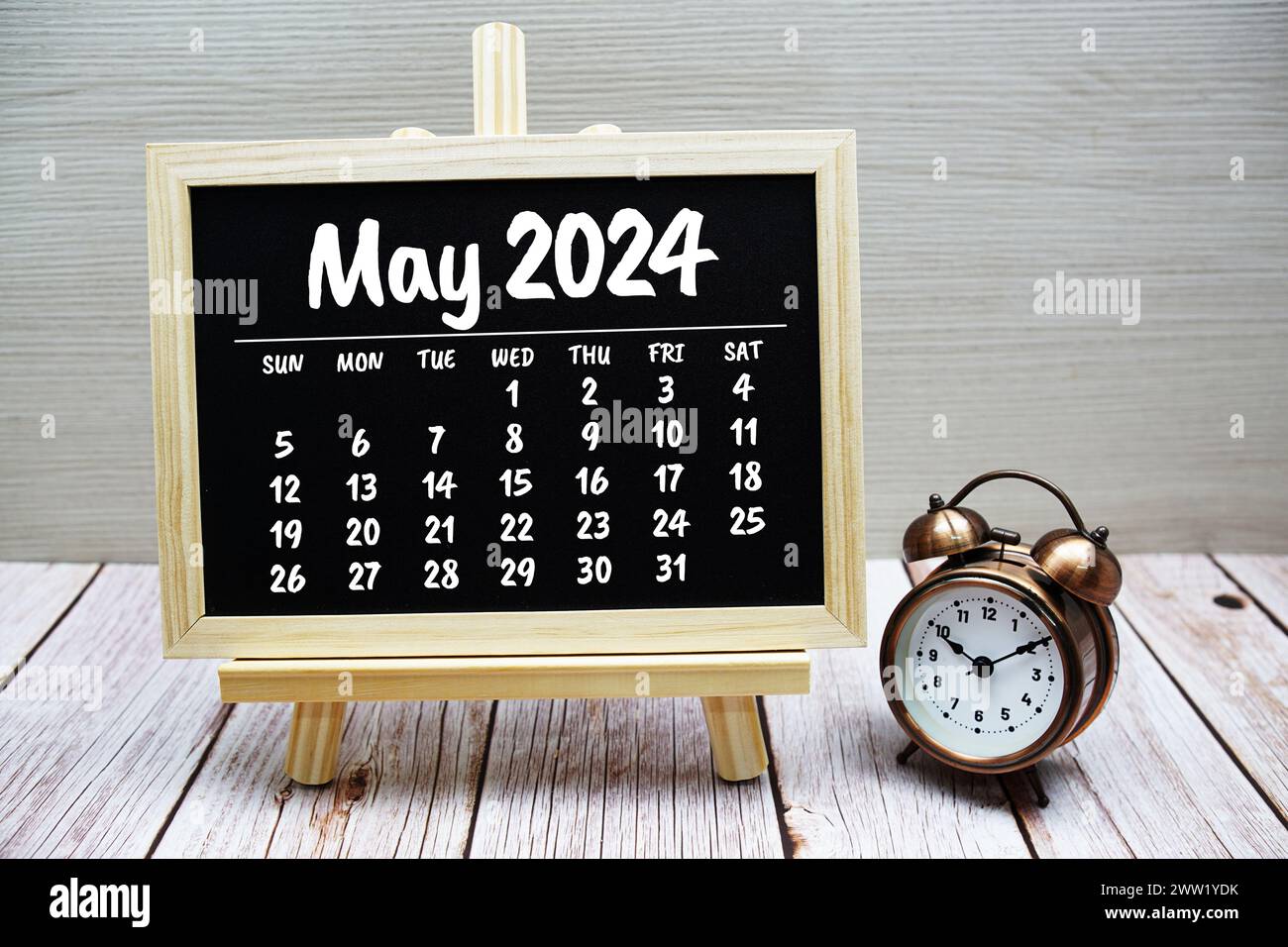 May 2024 monthly calendar on chalkboard for planning and management ...