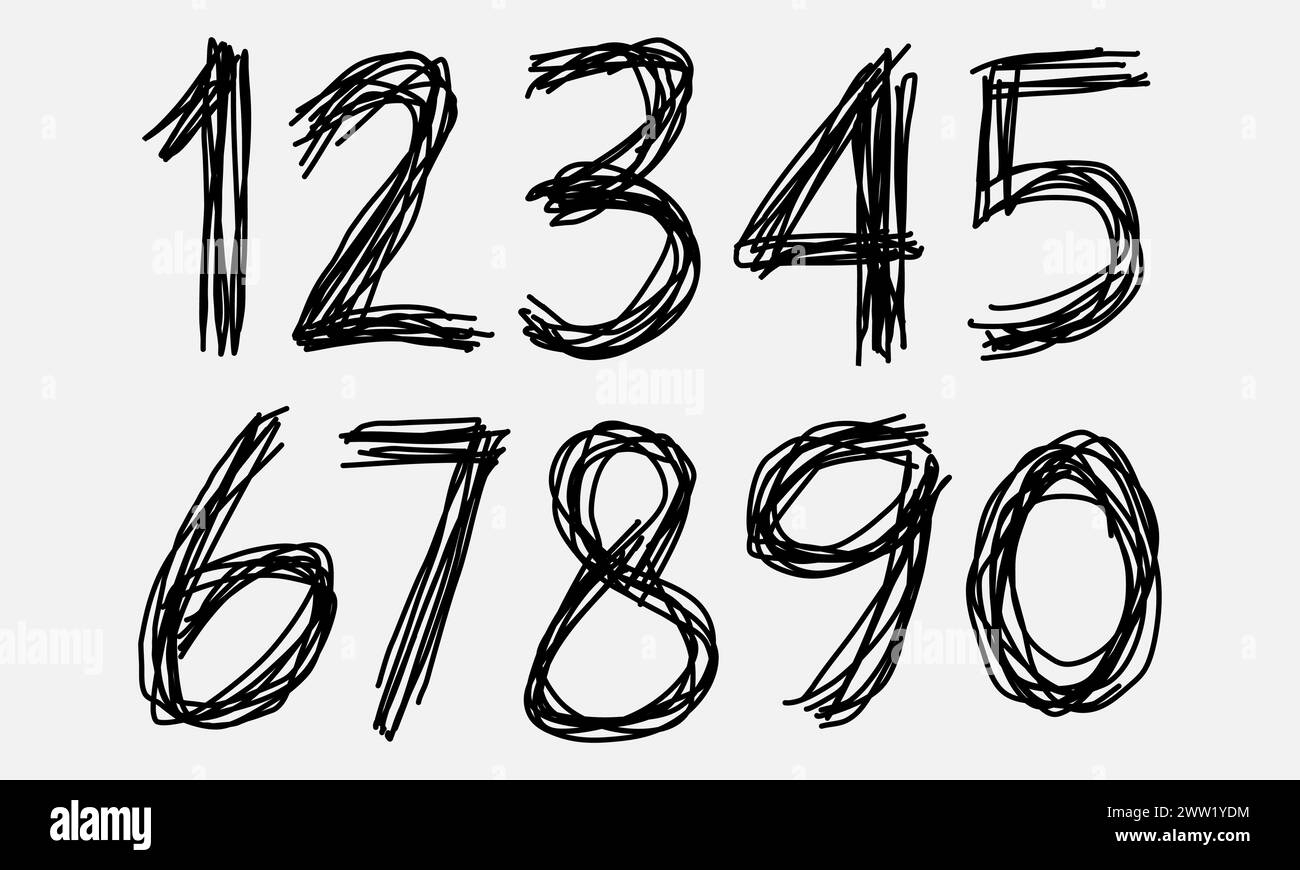 number set doodle art on white background Stock Vector Image & Art - Alamy