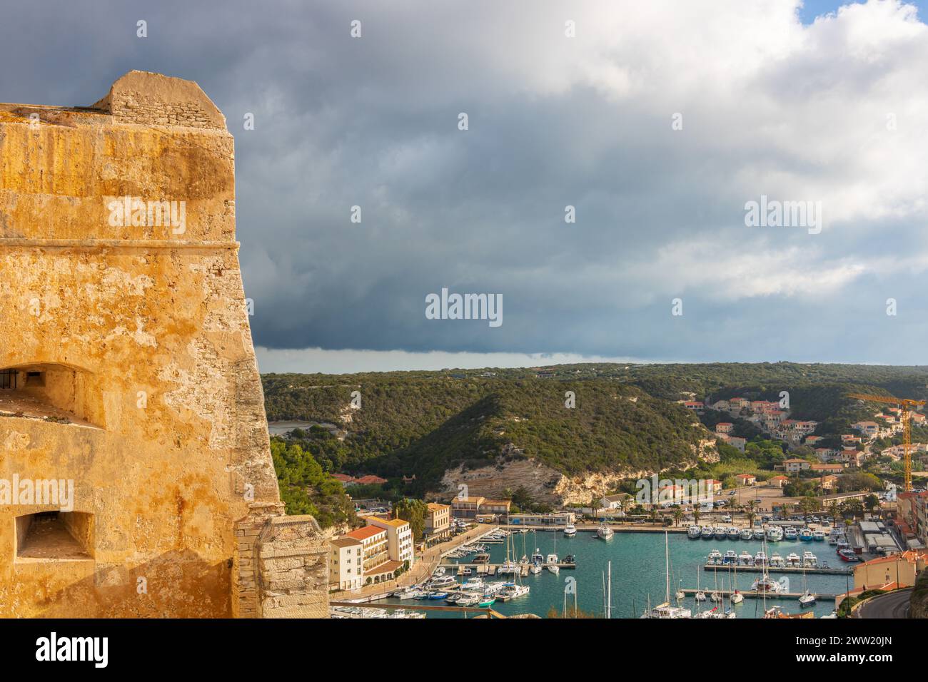 Bonifacio town, medieval citadel in Corsica Island, France Stock Photo ...