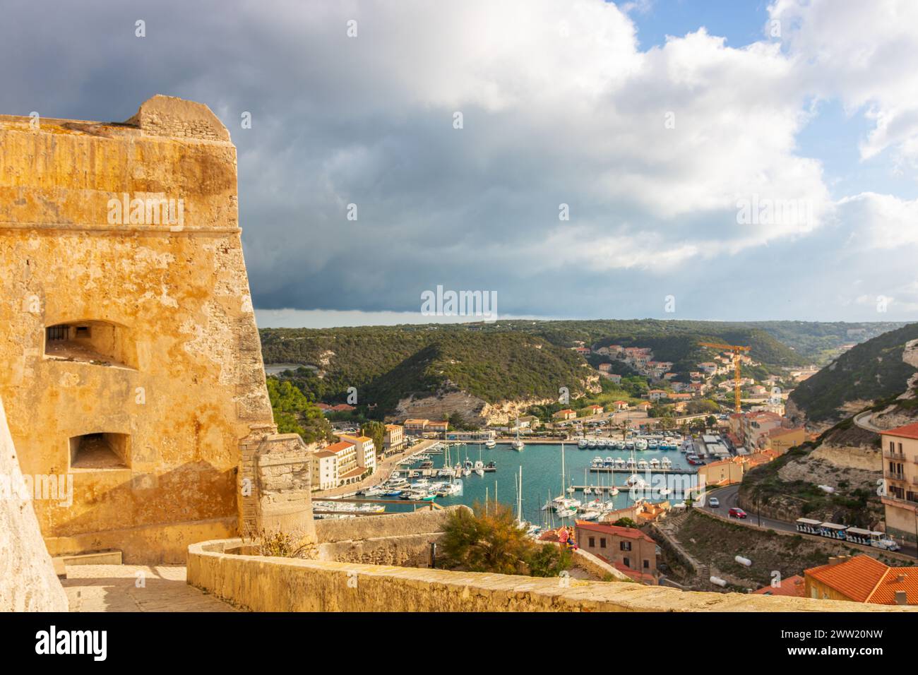 Bonifacio town, medieval citadel in Corsica Island, France Stock Photo ...