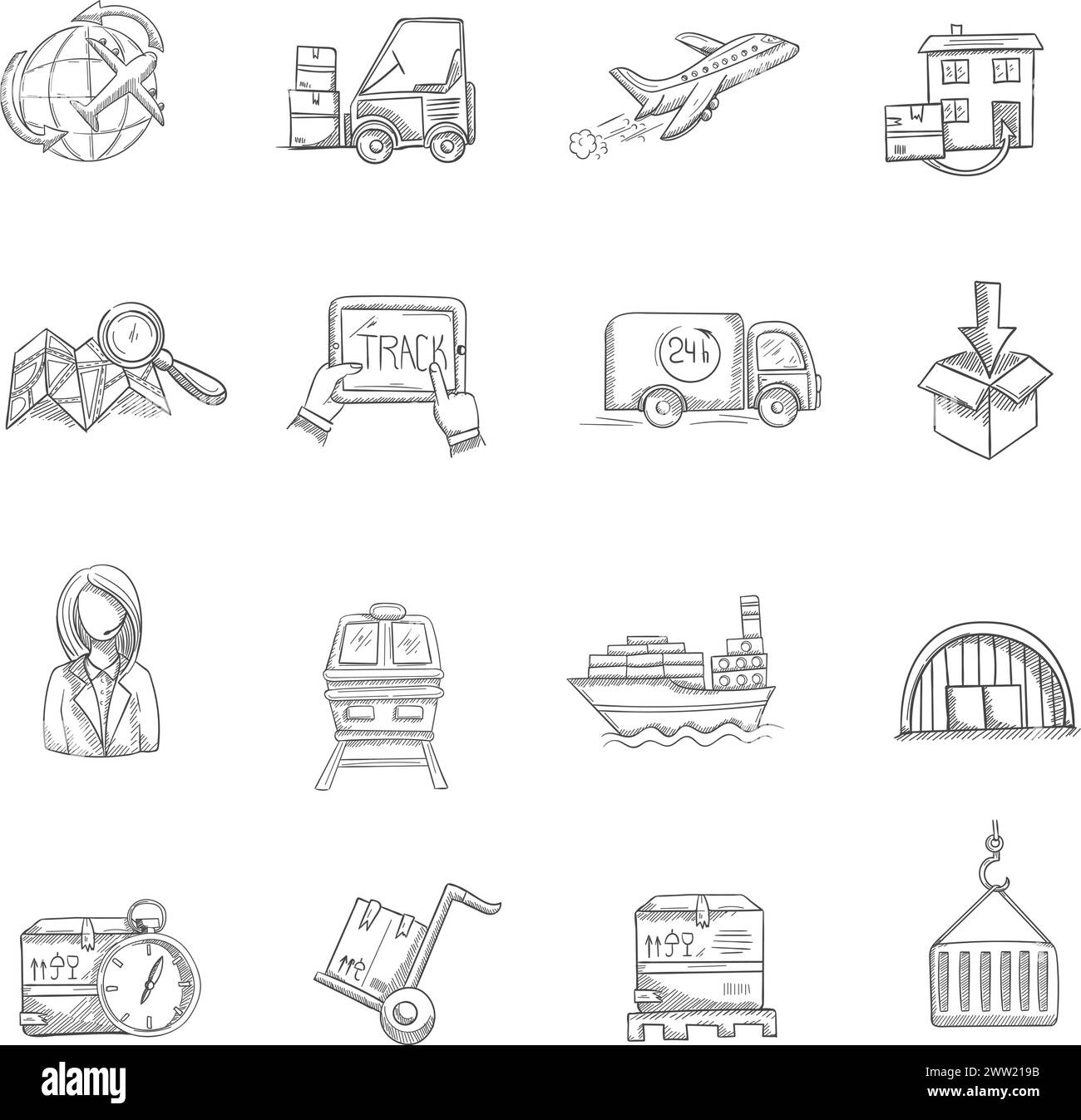 Delivery and logistics icons Black and White Stock Photos & Images - Alamy