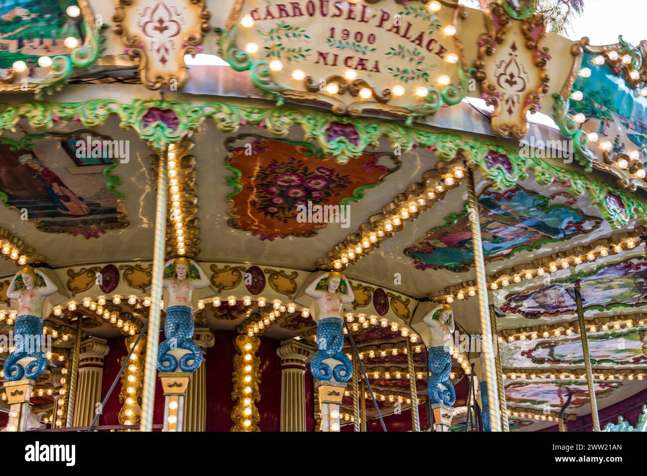 An old fashioned carousel in Nice, France Stock Photo - Alamy
