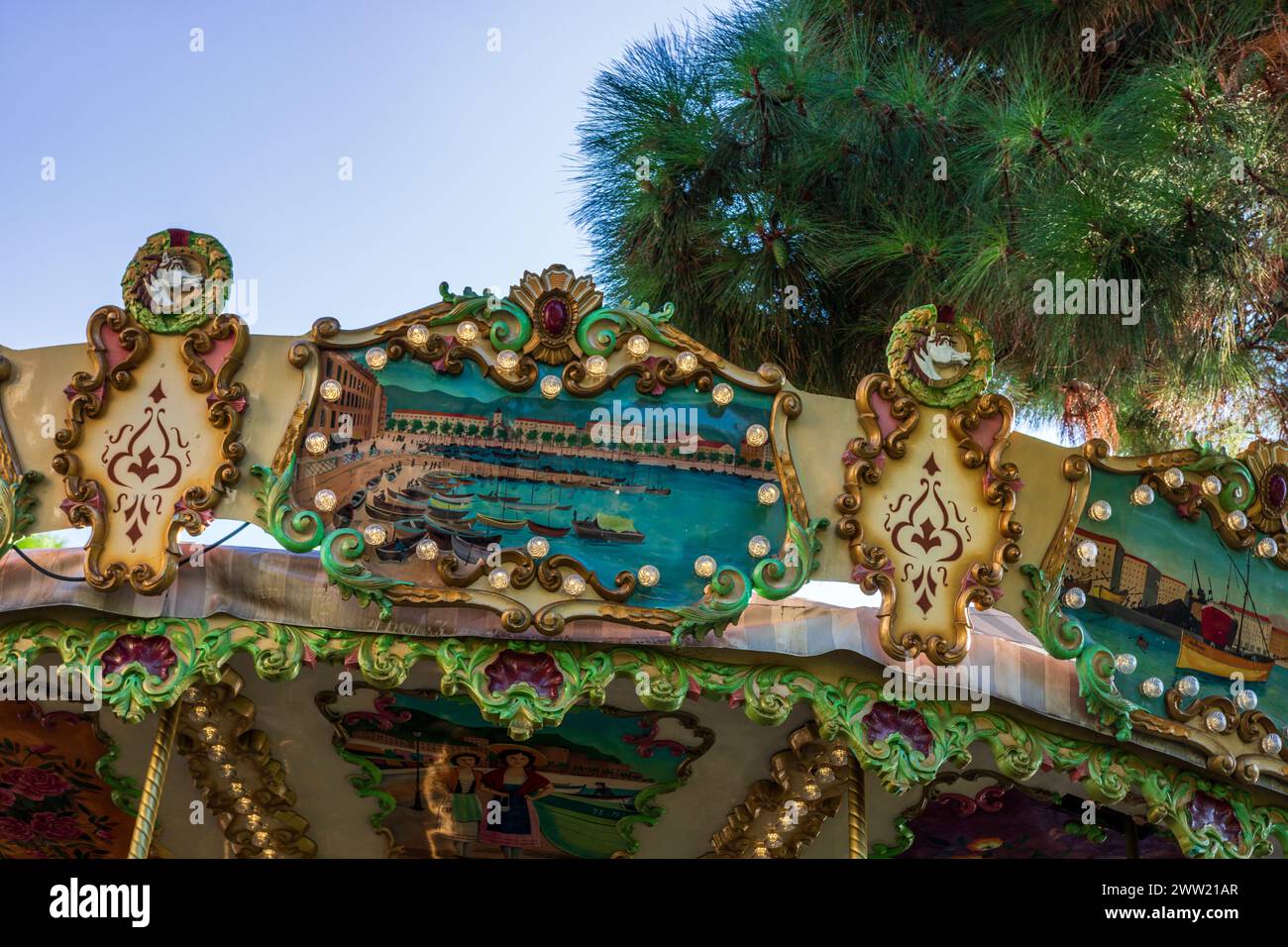 An old fashioned carousel in Nice, France Stock Photo - Alamy