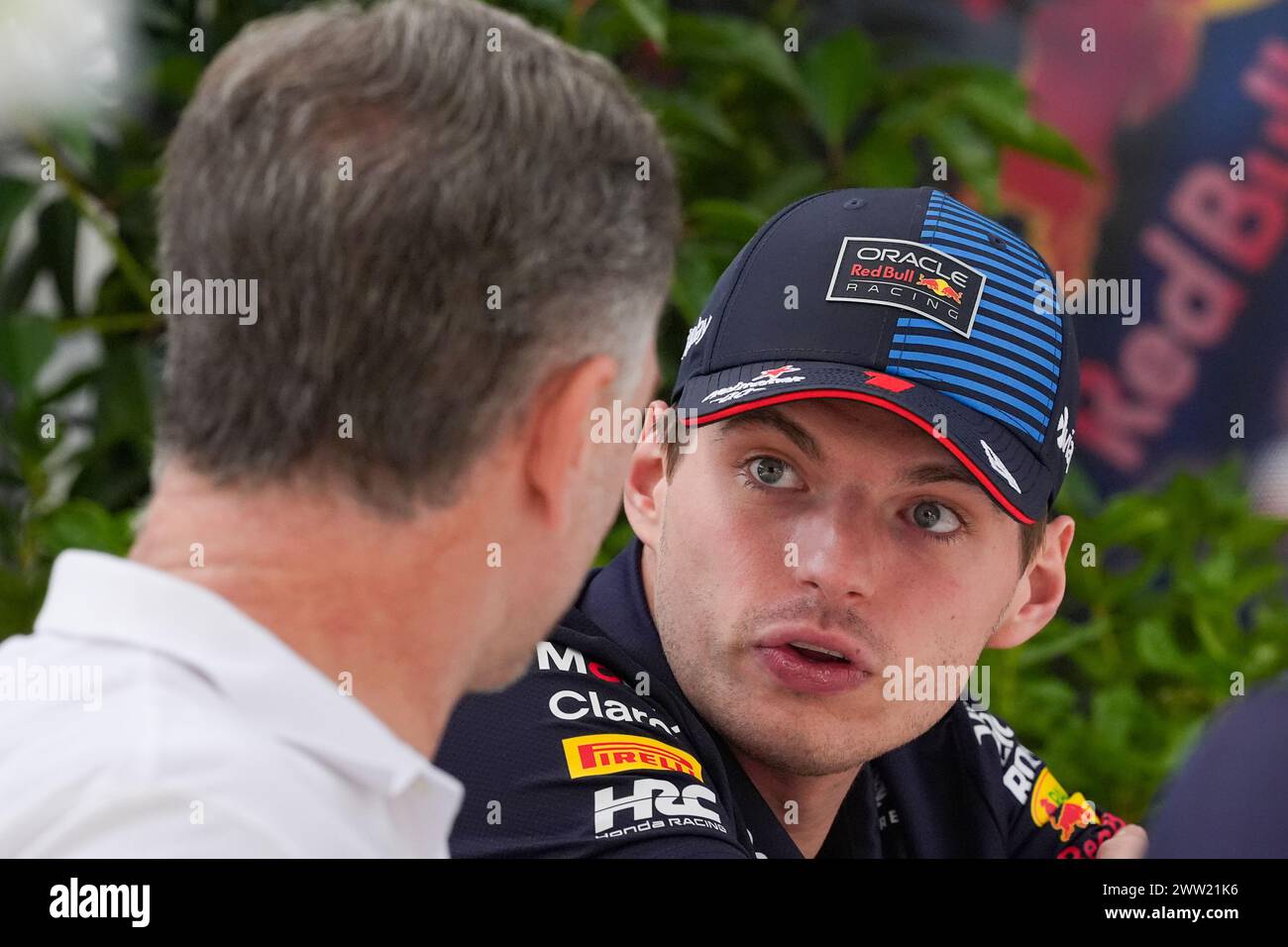 Red Bull team principal Christian Horner, left, and Red Bull driver Max ...