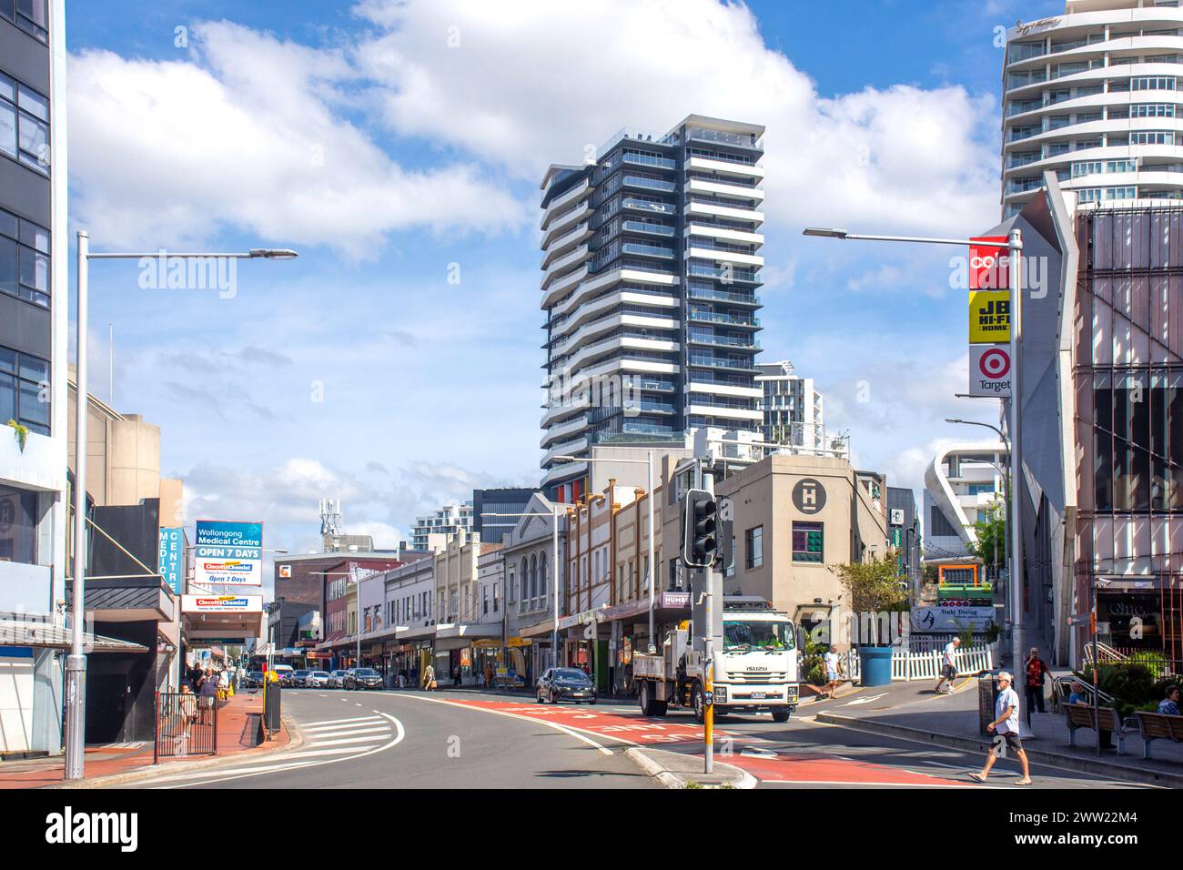 High rise buildings traffic high rise shops city cities centre c hi-res ...
