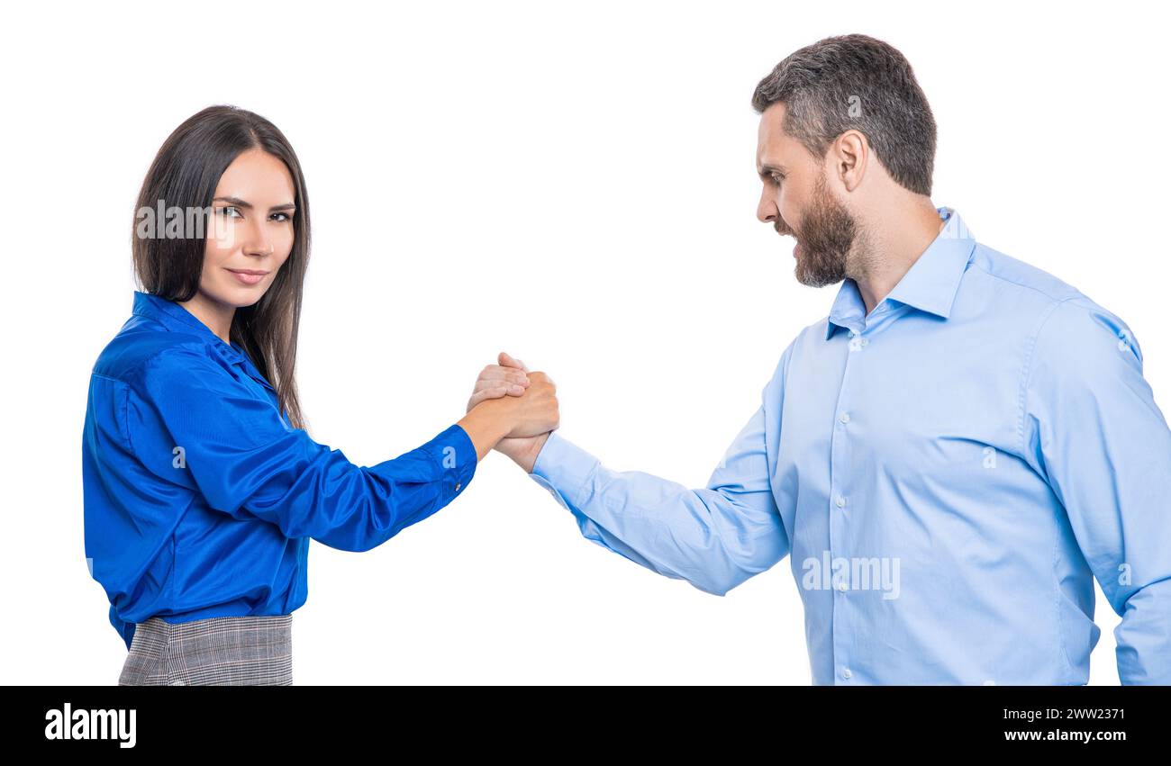 competition for leadership. business competition. two businesspeople ...