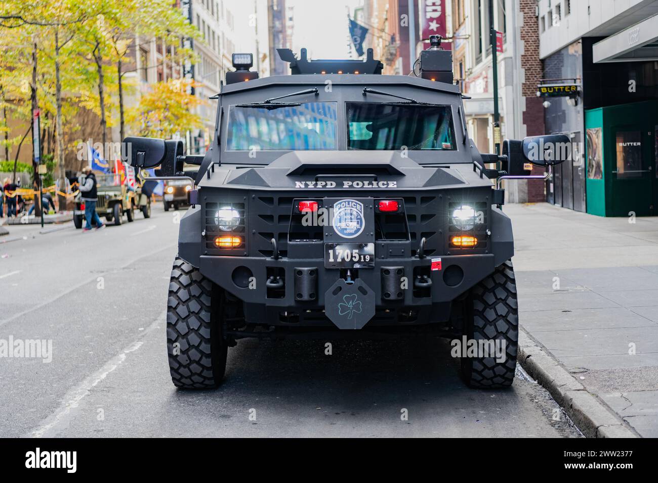 New York City, USA - November 11, 2023: Police emergency rescue vehicle ...