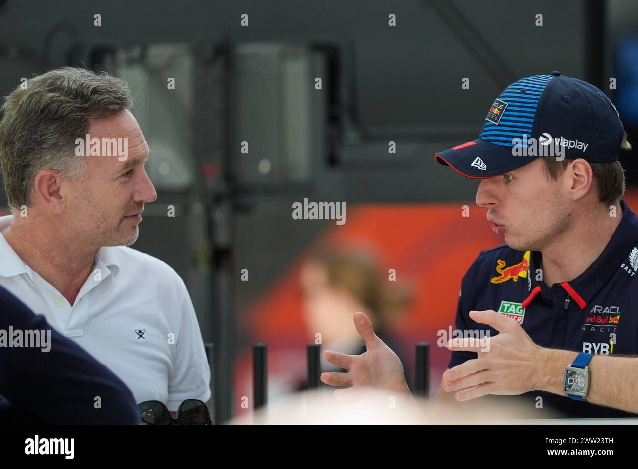 Red Bull team principal Christian Horner, left, and Red Bull driver Max ...
