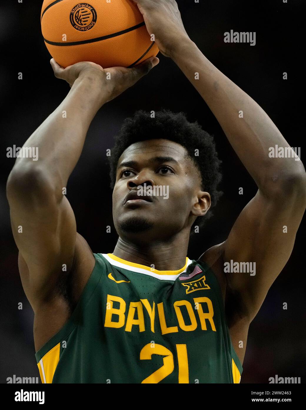 Baylor center Yves Missi shoots during the first half of an NCAA ...
