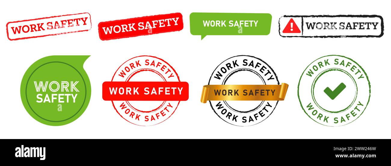 work safety rectangle circle stamp and speech bubble sign protection ...