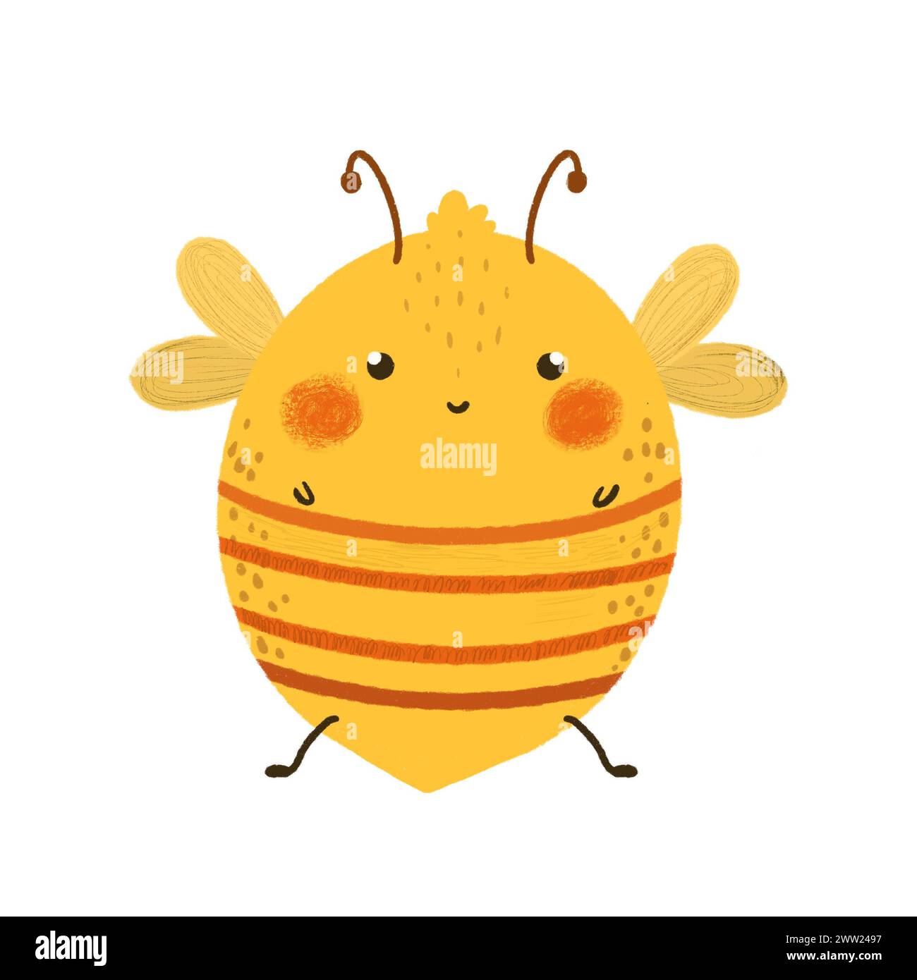 Cute honeybee character, stylized round bee character, illustration ...