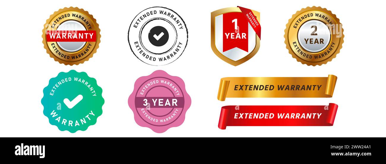 extended warranty circle stamp and seal badge ribbon label sticker for ...