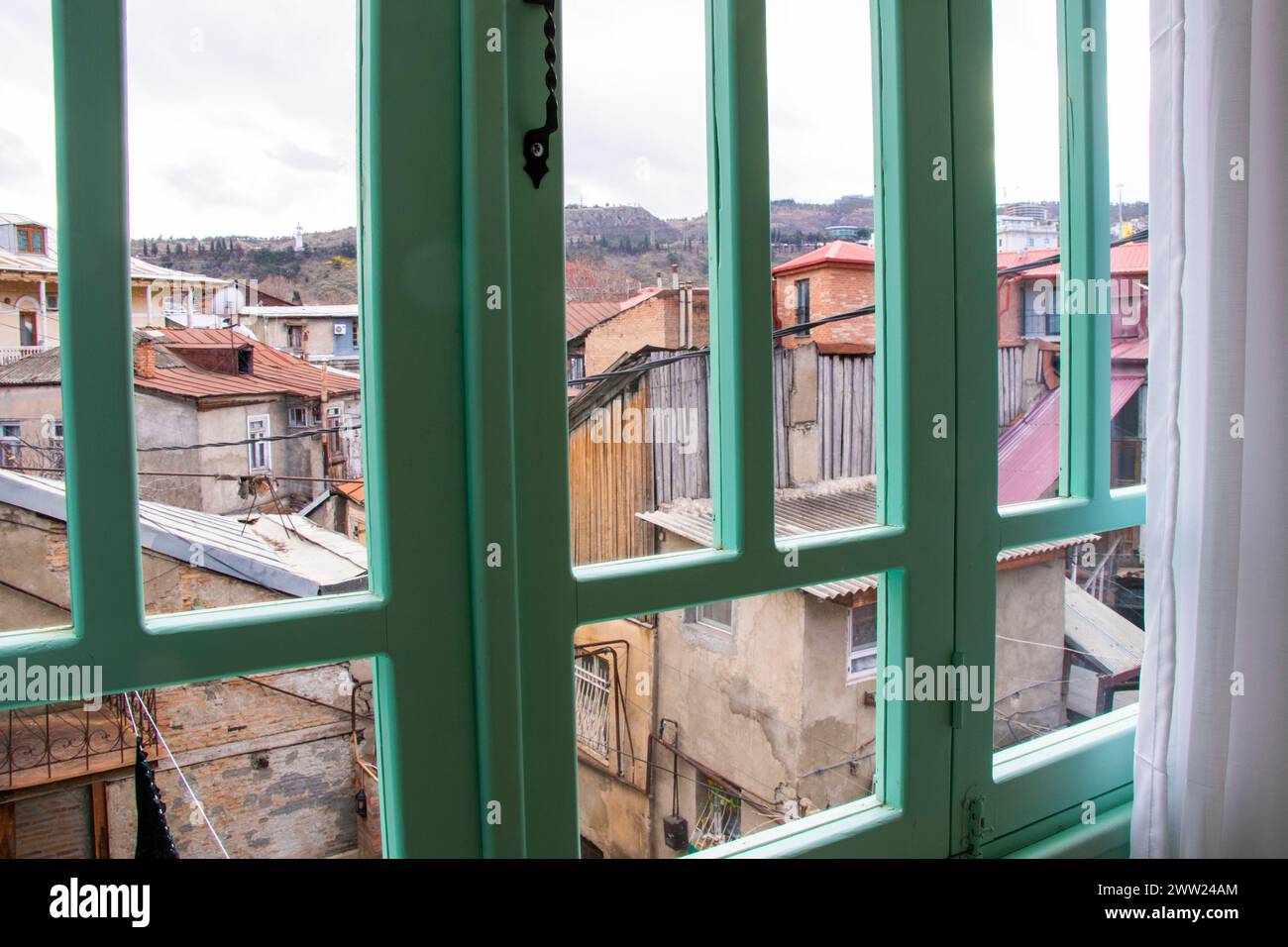 Old town balcony, wooden windows Stock Photo - Alamy