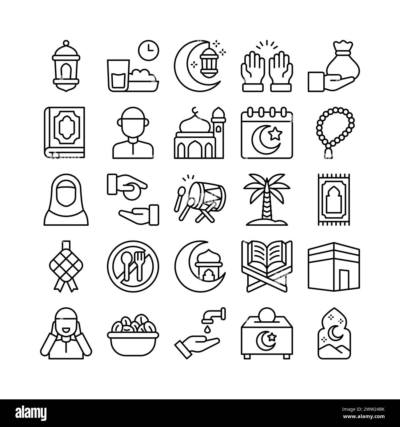Ramadan moon icon outline Black and White Stock Photos & Images - Alamy