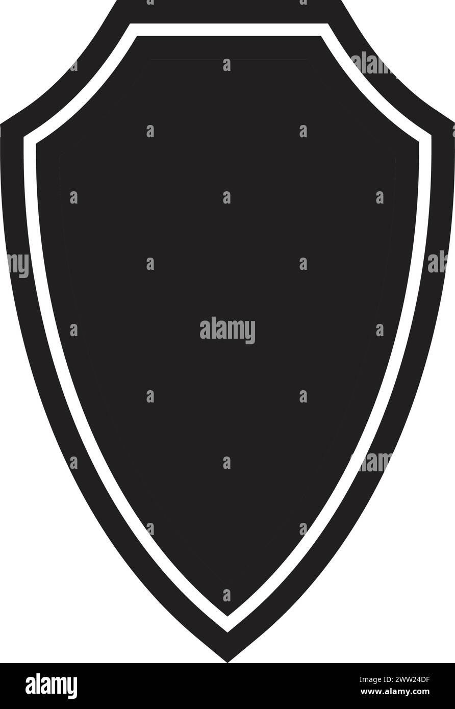 black shield icon with sharp tapered bottom frame vector illustration ...