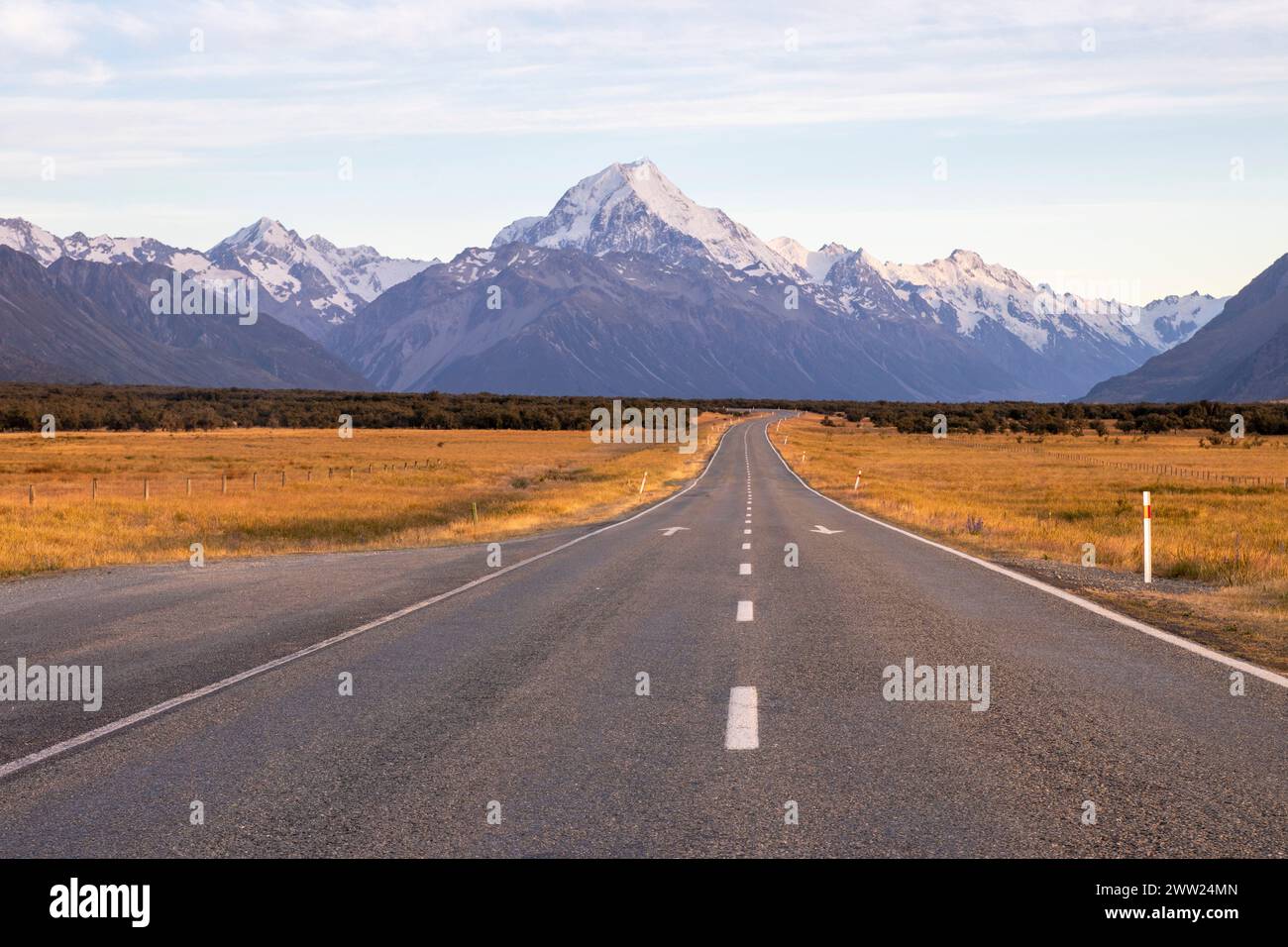 The road to Mount Cook stands out as one of the most spectacular Stock ...