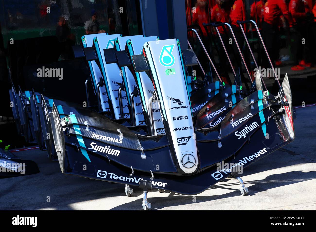 Melbourne, Australia. 21st Mar, 2024. Mercedes AMG F1 W15 front wings ...