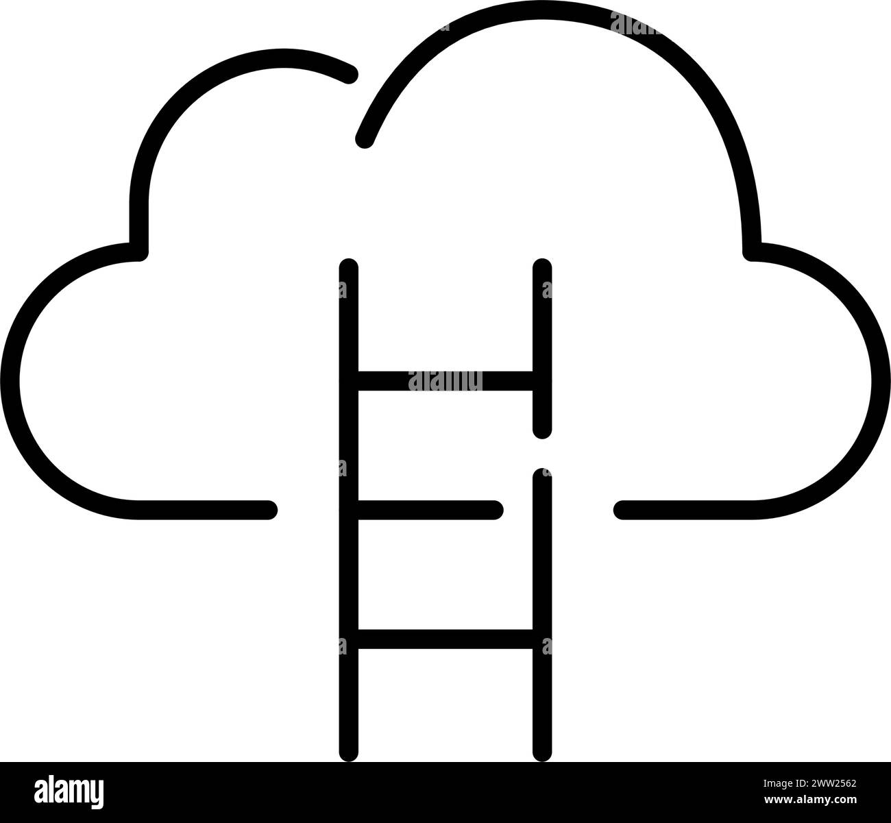 Cloud and ladder. Journey towards career success. Growth towards ...