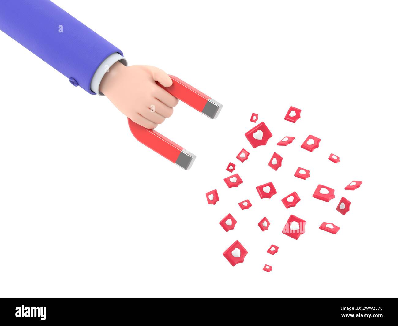 Human hand holding magnet with pin hearts. Concept of concept of ...