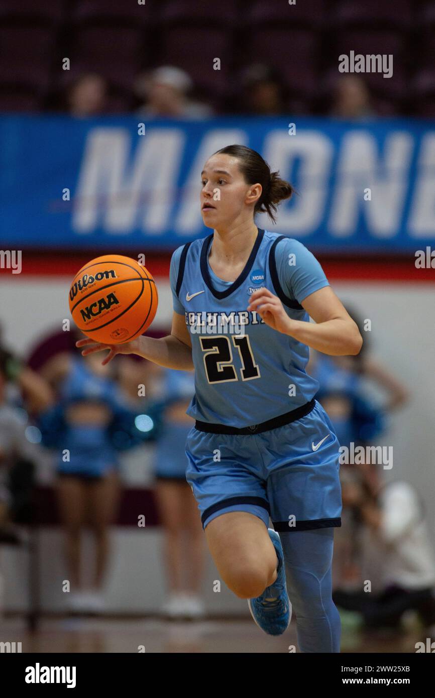 March 20, 2024: Columbia Lions guard Nicole Stephens (21) brings the ...