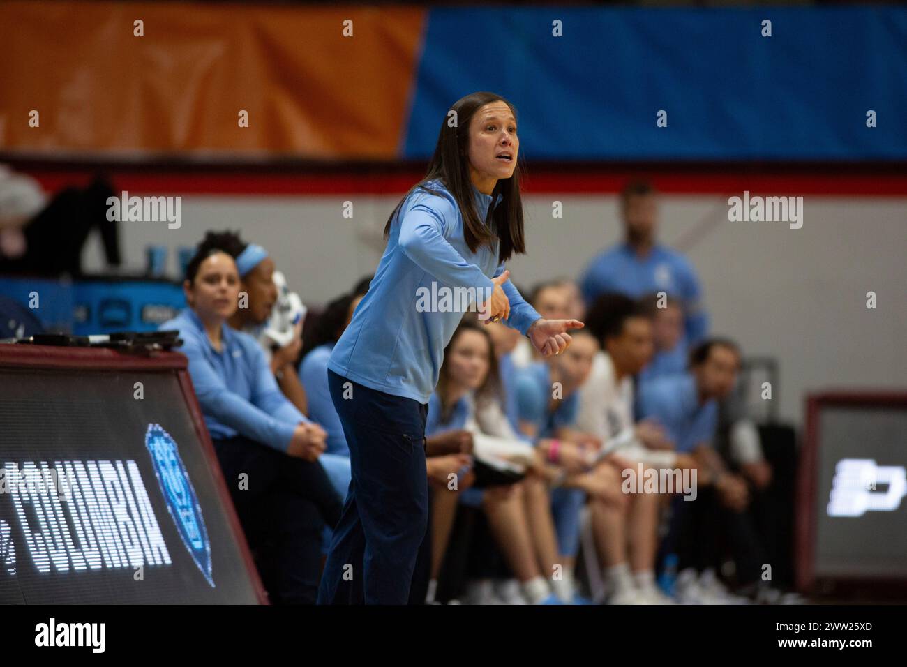 March 20, 2024: Columbia Lions head coach Megan Griffith coaches from ...
