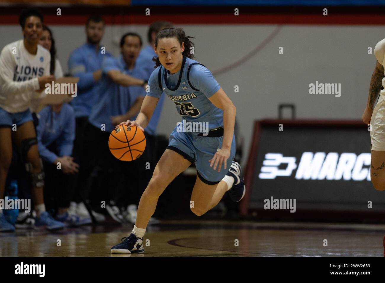 March 20, 2024: Columbia Lions guard Abbey Hsu (35) brings the ball up ...