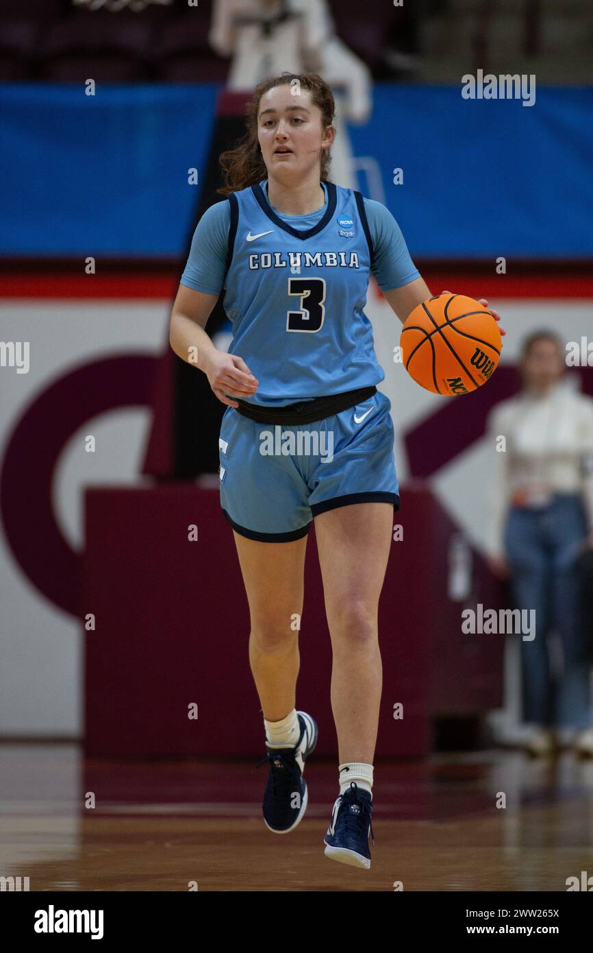 Blacksburg, VA, USA. 20th Mar, 2024. Columbia Lions guard Cecelia ...