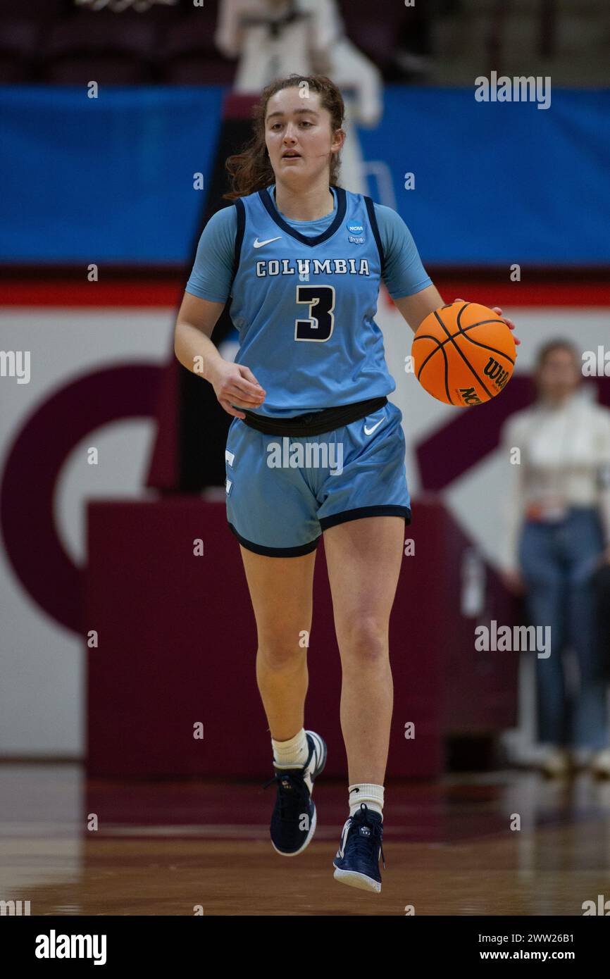 Blacksburg, VA, USA. 20th Mar, 2024. Columbia Lions guard Cecelia ...