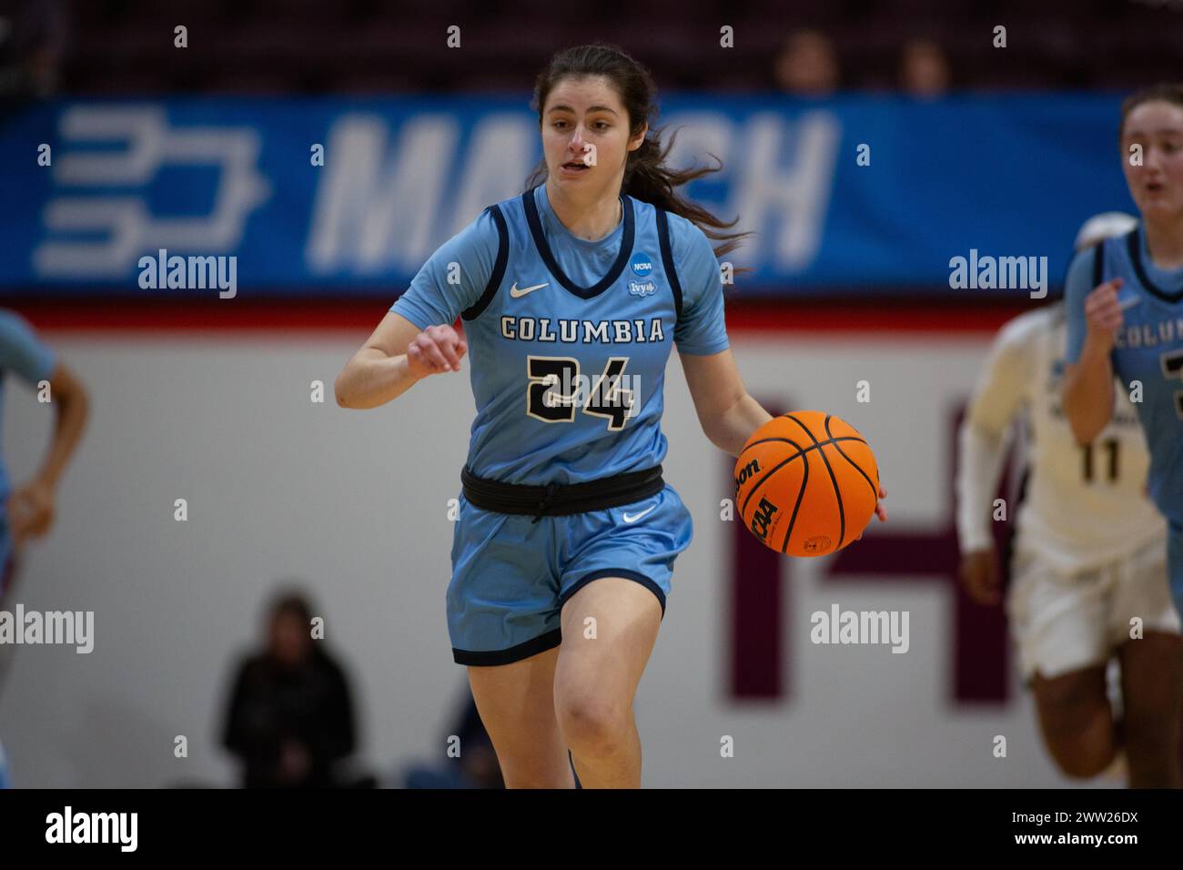 Blacksburg, VA, USA. 20th Mar, 2024. Columbia Lions guard Riley Weiss ...