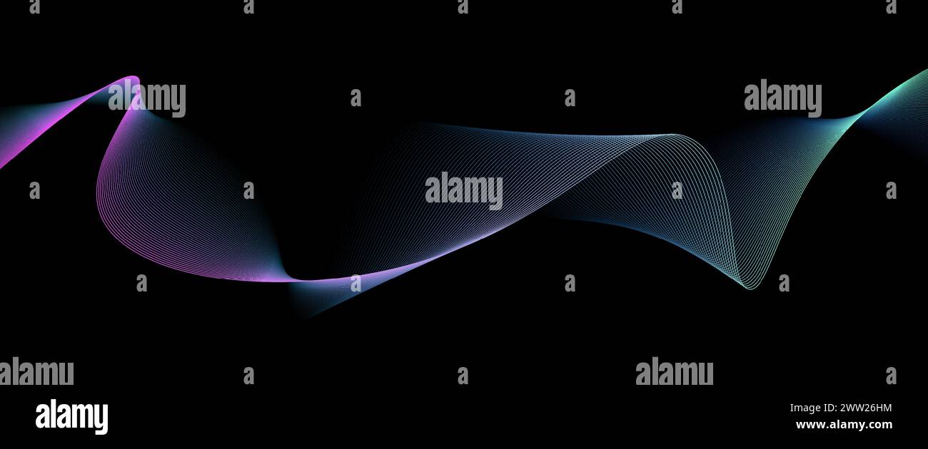 colorful motion sound wave on a dark background. Vector illustration ...